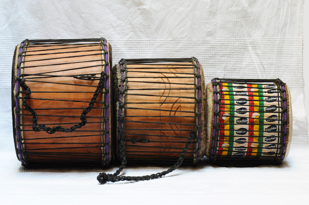 Set of three Ghana mini-dunduns: buy djundjuns (doum doums, doundouns ...